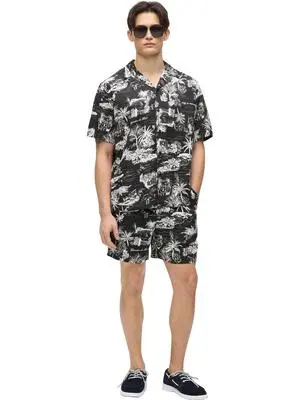 Karl Lagerfeld All-over Print Tropical Shorts - Black