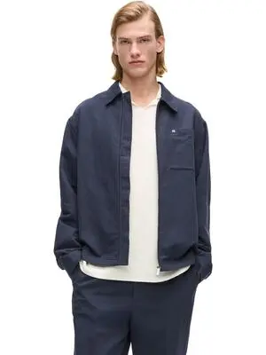 Karl Lagerfeld Linen Zip-up Jacket - Peacoat