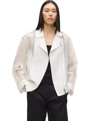 Karl Lagerfeld Sheer Organza Biker Jacket - White