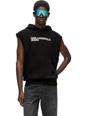 KL JEANS Jeans Sleeveless Logo Hoodie - Black