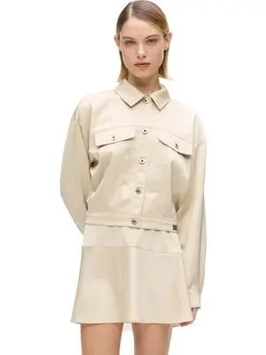 Karl Lagerfeld Satin Cut-out Cropped Jacket - Champagne