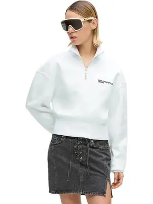 KL JEANS Jeans Half-zip Cropped Sweatshirt - White