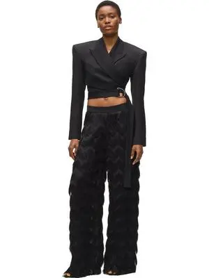 Karl Lagerfeld Wide-leg Fringed Pants - Black