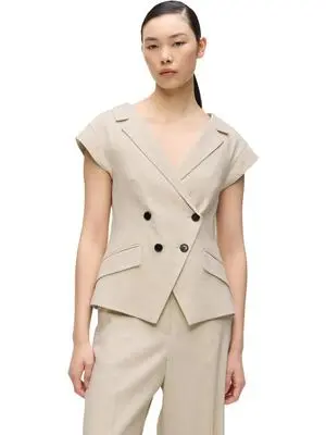 Karl Lagerfeld Cap-sleeved Double-breasted Blazer - Safari