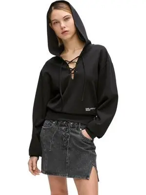 KL JEANS Jeans Lace-up Hoodie - Black