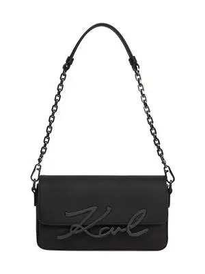 Karl Lagerfeld K/signature Small Chain Shoulder Bag - Black-gunmetal