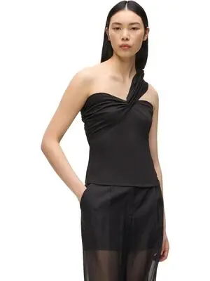 Karl Lagerfeld Draped One-shoulder T-shirt - Black