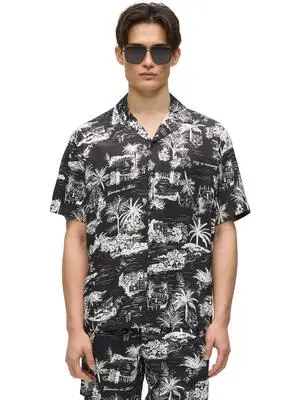 Karl Lagerfeld Short-sleeved All-over-print Shirt - Black