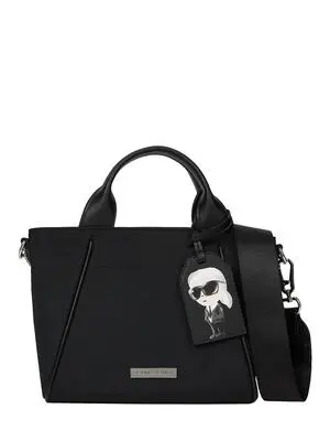 Karl Lagerfeld Ikon Nylon Small Tag Tote Bag - Black