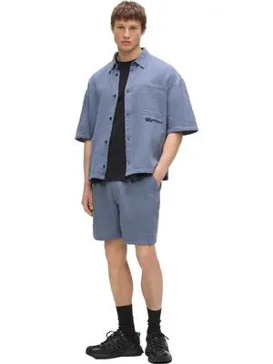 Karl Lagerfeld Crinkled Cotton Shorts - Grisaille