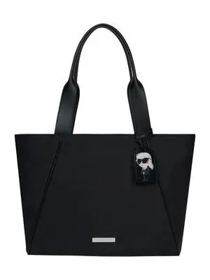 Karl Lagerfeld Ikon Nylon Large Tag Tote Bag - Black