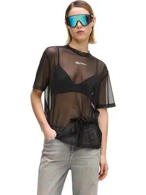 KL JEANS Jeans Mesh Tie Detail T-shirt - Black