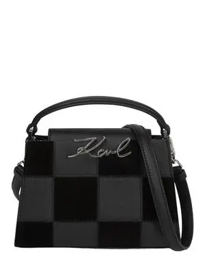 Karl Lagerfeld K/signature Checkered Top Handle Bag - Black-nickel