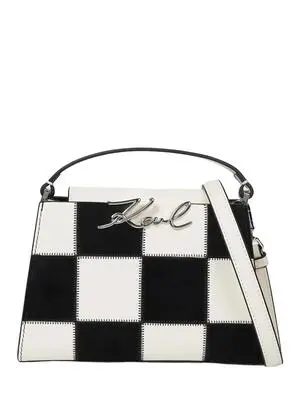 Karl Lagerfeld K/signature Checkered Top Handle Bag - Black/white Check