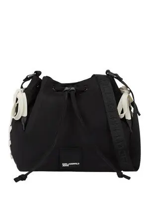 KL JEANS Nylon Lace-up Bucket Bag - Black