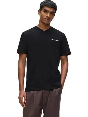 Karl Lagerfeld V-neck Logo T-shirt - Black
