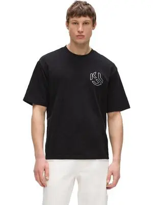 KL JEANS Distressed Monogram Boxy T-shirt - Black