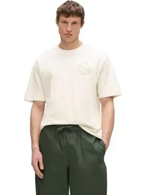 KL JEANS Distressed Monogram Boxy T-shirt - Egret