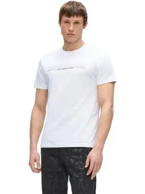 Karl Lagerfeld Slim Striped Logo T-shirt White