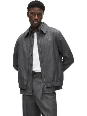 Karl Lagerfeld Pinstripe Wool Blend Zip-front Jacket - Shadow