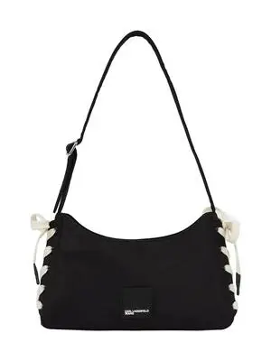KL JEANS Jeans Nylon Shoulder Bag With Lace-up Detail - Black