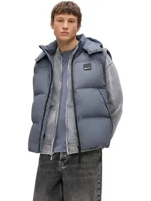 Karl Lagerfeld Hooded Quilted Puffer Vest - Grisaille
