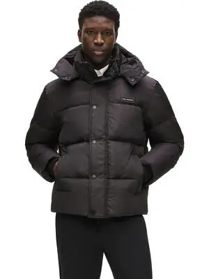 Karl Lagerfeld Short Hooded Puffer Jacket - Black