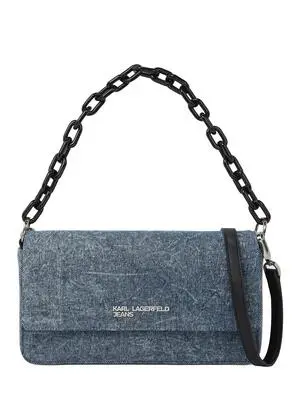 KL JEANS Denim Chain Top Handle Bag - Washed Medium Blue