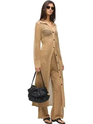 Karl Lagerfeld Crochet Knit Wide-leg Pants - Nougat