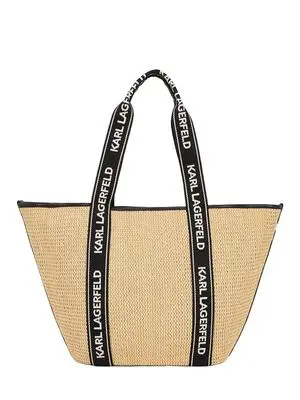 Karl Lagerfeld Karl Lagerfeld Logo Woven Tote Bag Natural