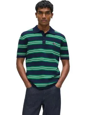 Karl Lagerfeld Ikon Stripe Knit Polo Shirt - Bosphorus