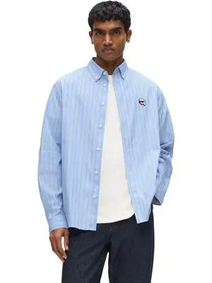 Karl Lagerfeld Ikon Stripe Relaxed Shirt - Dusty Blue