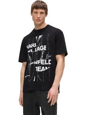 KL JEANS Relaxed Pinstripe Graphic T-shirt - Black