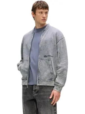 KL JEANS Jeans Washed Cotton Zip-up Sweatshirt - Grisaille