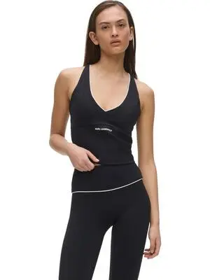 Karl Lagerfeld Karl Lagerfeld Contrast Piping Athleisure Tank Top Black