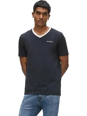 Karl Lagerfeld Contrast V-neck T-shirt - Navy
