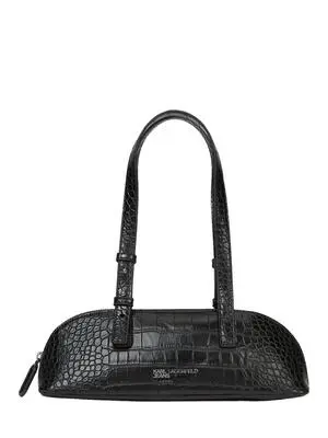 KL JEANS KL Jeans Croc Effect Elongated Shoulder Bag Black