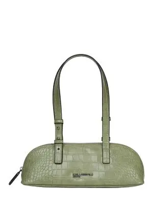 KL JEANS Croc Effect Elongated Shoulder Bag - Tea