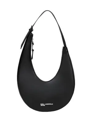 KL JEANS Jeans Rounded Leather Hobo Bag - Black