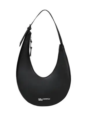 KL JEANS Jeans Rounded Leather Hobo Bag - Black