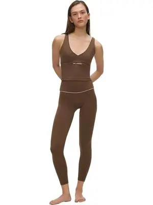 Karl Lagerfeld Contrast Piping Athleisure Leggings - Chestnut