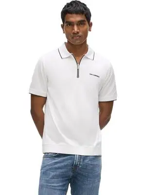 Karl Lagerfeld Zipped Polo Shirt - White