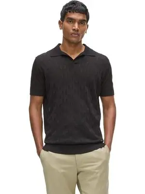 Karl Lagerfeld Monogram Knit Polo Shirt - Black