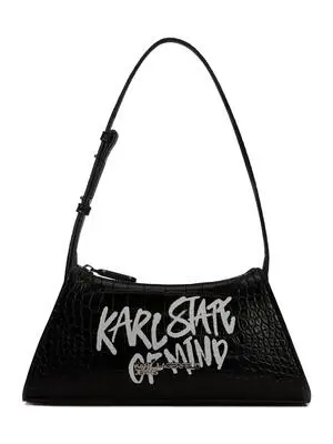 KL JEANS Jeans Croc-effect Small Shoulder Bag - Black