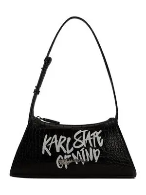 KL JEANS Jeans Croc-effect Small Shoulder Bag - Black