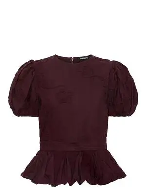 ROTATE BY BIRGER CHRISTENSEN Bordeaux Puff Sleeve Top - Red