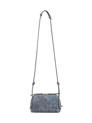 Bottega Veneta Bottega Veneta Suede Intrecciato Concert Pouch Blue