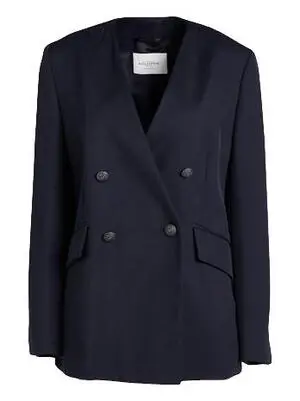 BALLANTYNE Midnight Polyester And Virgin Wool Double-breasted Blazer - Blue