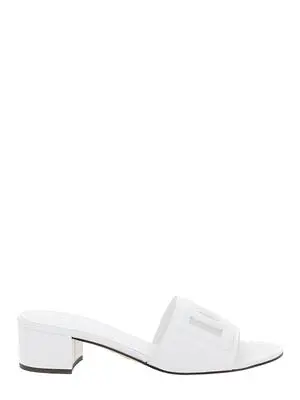 Dolce & Gabbana Mules With Low Heel And Dg Millennials In Smooth Leather For - White