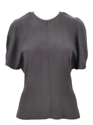 Victoria Beckham Bela Crepe Back Satin Top With Cap Sleeves - Grey